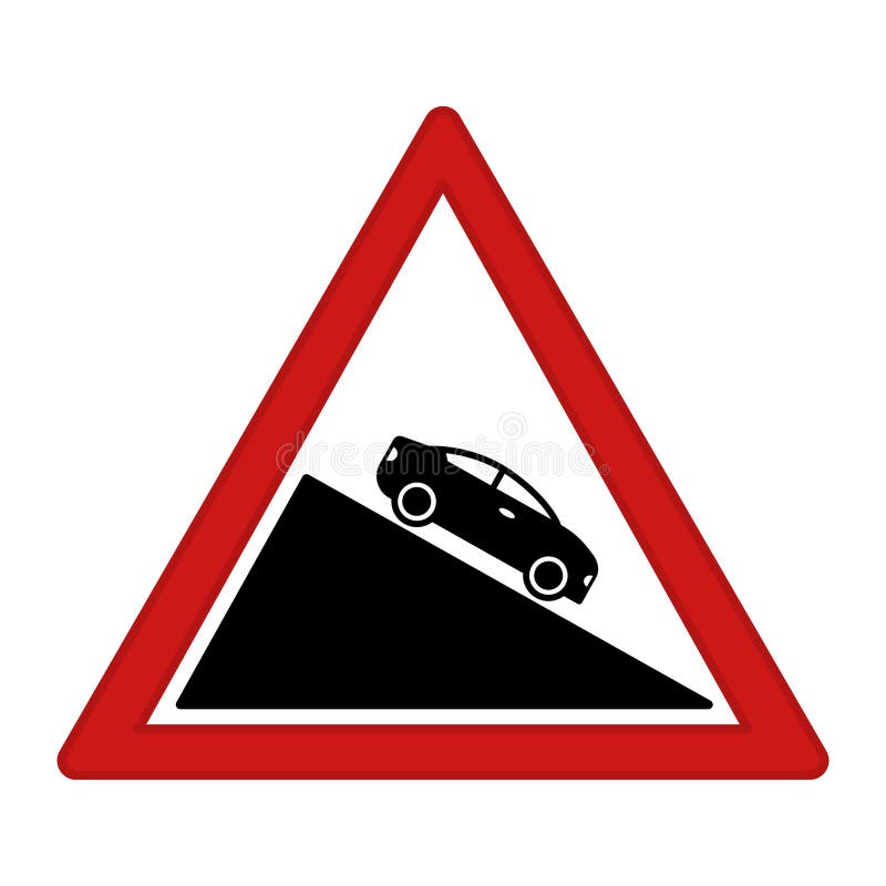 Red Sign Steep Descent. stock illustration. Illustration of design ...