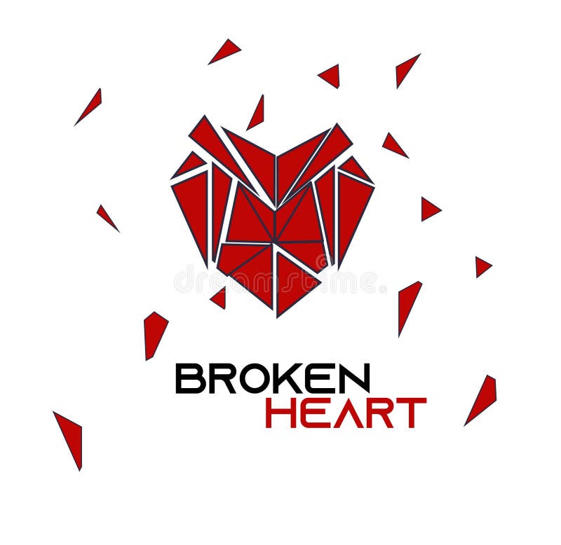 Red Sign Vector Symbol Icon Broken Heart. Minimalistic Flat Design ...