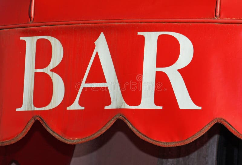 Red Sign with White Lettering on an Elegant Italian Bar Stock Image ...
