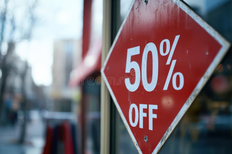 A Red Sign with a White Number 50 on it Stock Illustration ...