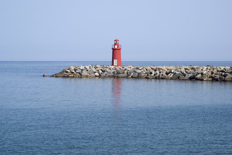 Red signal light stock image. Image of coastline, liguria - 81111523