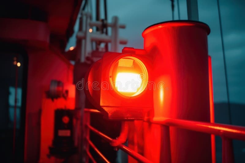 Red Signal Light of a Lantern on a Ship Generative Ai Stock ...
