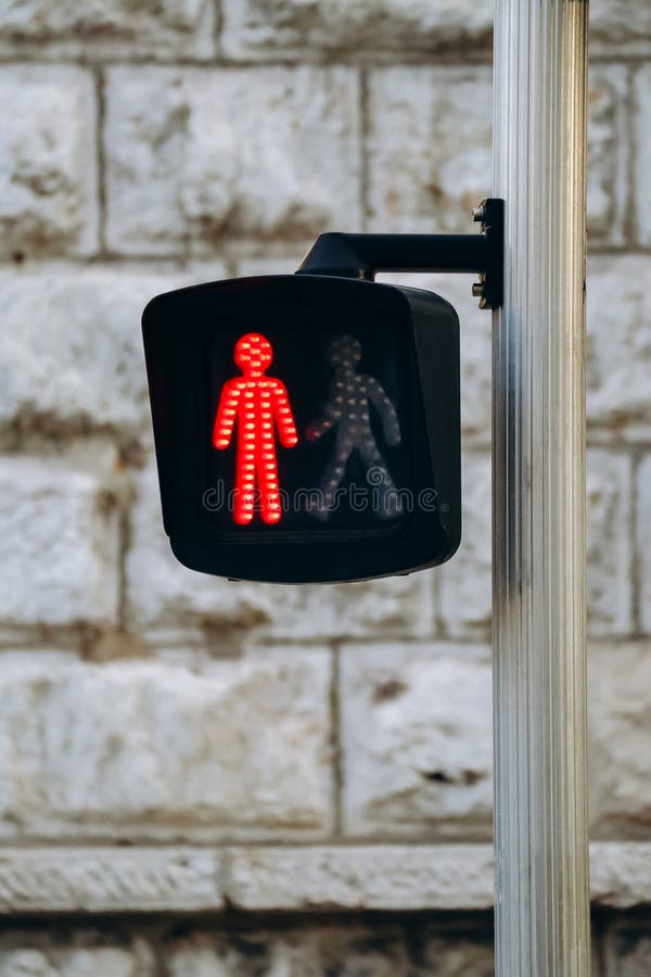 Red Signal at a Pedestrian Traffic Light Stock Image - Image of caution ...