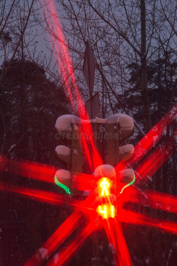 Red Signal of Traffic Light in Evening Stock Photo - Image of natural ...