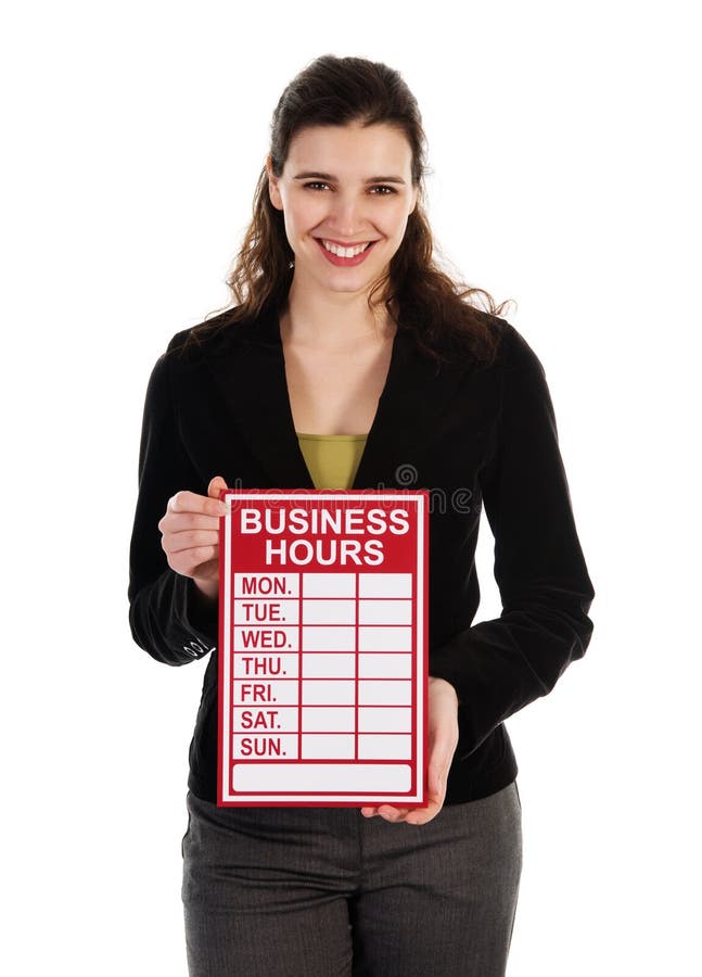 Red Signs stock photo. Image of hours, female, attractive - 5221536