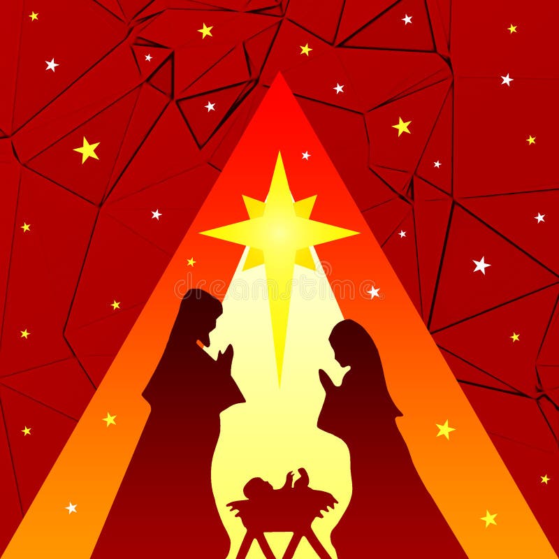 Red Abstract Nativity Scene Background Stock Illustration ...