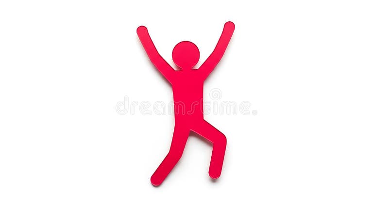 Red Silhouette of a Human Figure in a Jumping Pose with Arms Raised ...