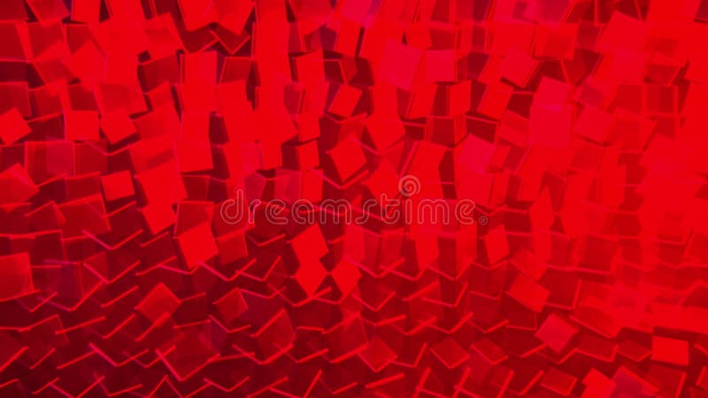 Red Silhouettes of Cubes in Rows Rotating on Red Background, Seamless ...