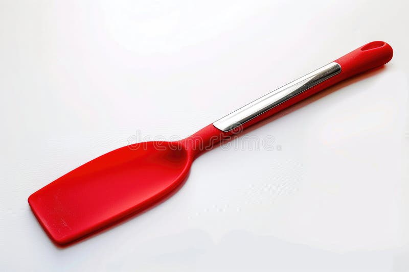 A Red Silicone Spatula Isolated on a White Background Stock ...