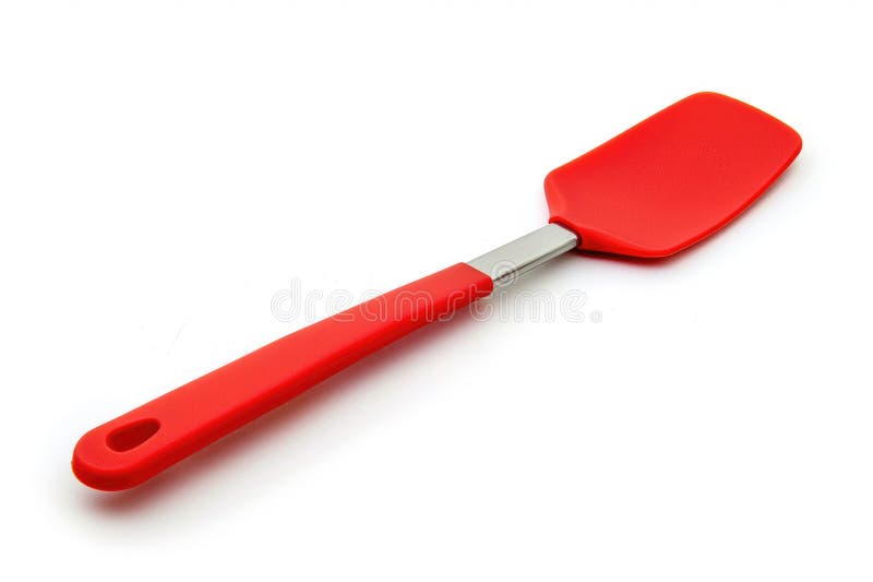 A Red Silicone Spatula Isolated on a White Background Stock ...