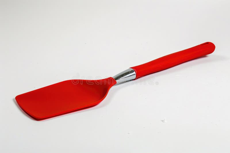 A Red Silicone Spatula Isolated on a White Background Stock ...