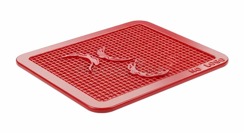 Red Silicone Trivet Featuring Interwoven Grid and Decorative Logo ...