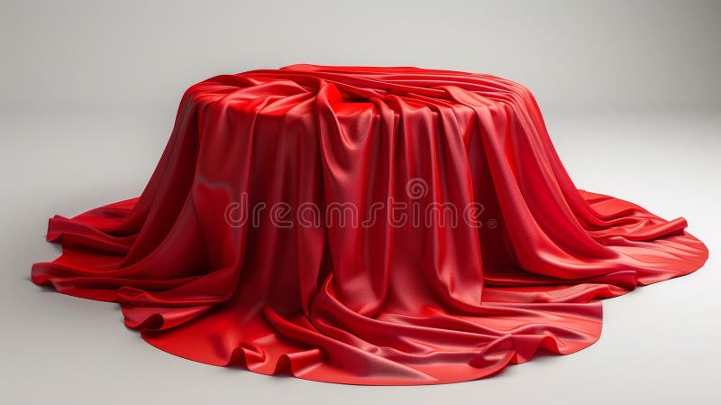 Red Silk Cloth Draped Over a Round Object on a White Background Stock ...