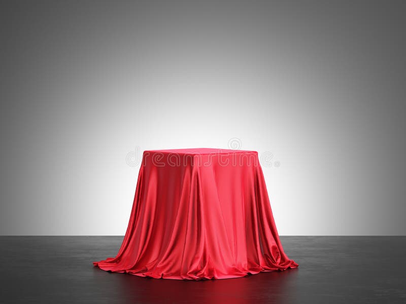 Red Silk Cloth on Empty Podium on Dark Background Stock Illustration ...