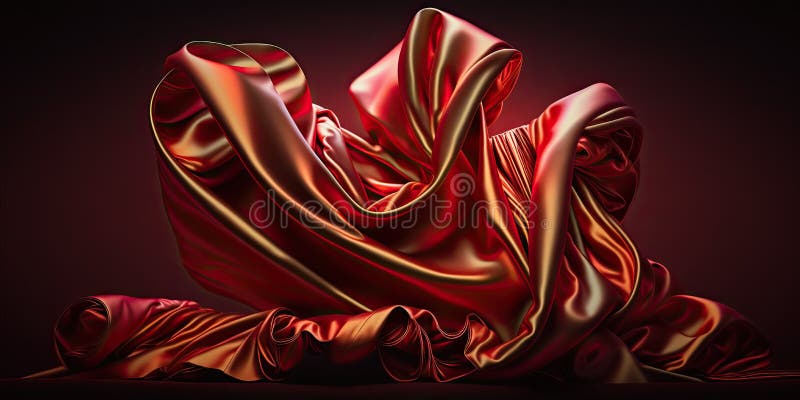Red Silk Fabric Background. Ruby Satin Cloth Rippling and Blowing in ...