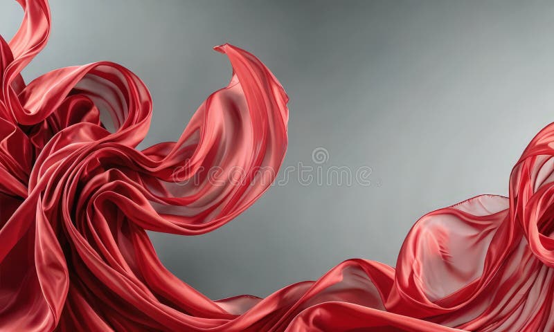 Red Silk Fabric Blowing in the Wind Stock Illustration - Illustration ...