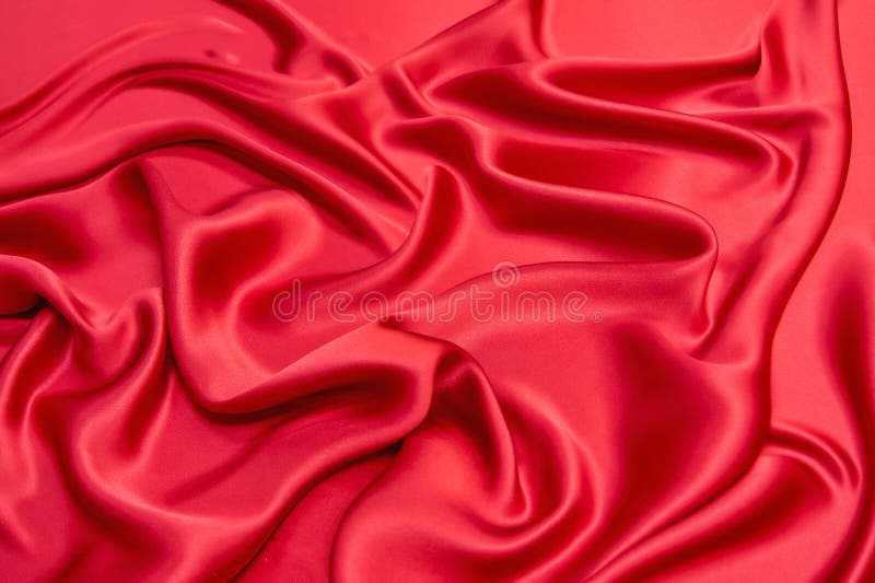 Red Silk Fabric Cloth Waves Background Texture. Stock Photo - Image of ...