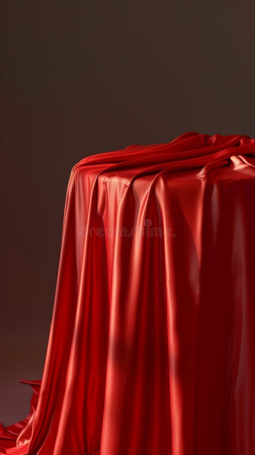 Red Silk Fabric Draped Over a Pedestal, Luxury Textile Concept Stock ...