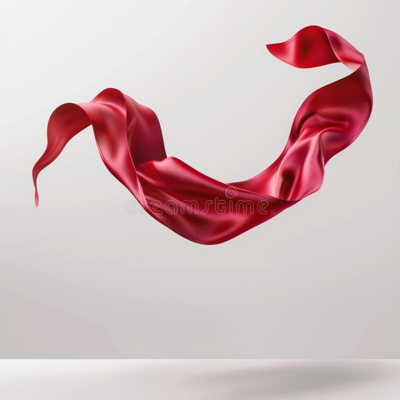 Red Silk Fabric Floating Gracefully in Minimalistic Setting Stock ...
