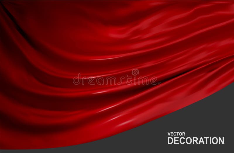 Red Silk Fabric Isolated on Gray Background. Abstract, Realistic, 3D ...