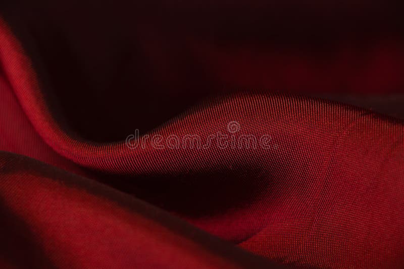 Red Wavy Silky Crumpled Fabric As Background Close-up Stock Photo ...