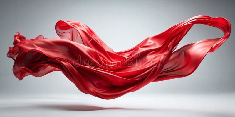 Red Silk Flow 3D Render, Abstract Swirl, Elegance Stock Illustration ...