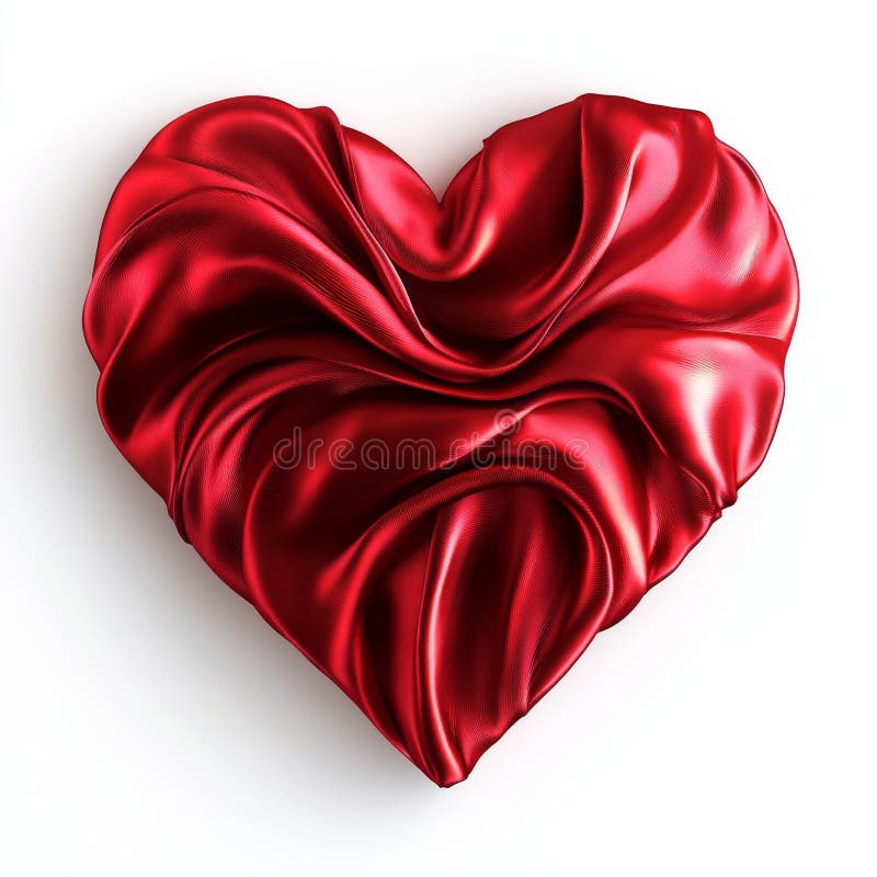 A Red Silk Heart, Abstract in Design, Set Against a Transparent ...