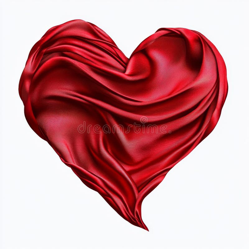 Red Silk Heart Shape, Isolated on White Background, 3D Render ...
