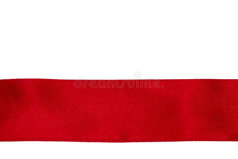 The Red Silk Ribbon is Evenly Stretched on the White Surface Stock ...