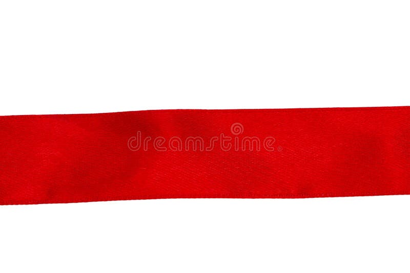 The Red Silk Ribbon is Evenly Stretched on the White Surface Stock ...