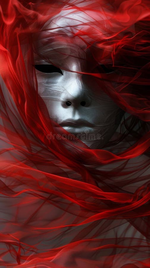 Red Silk Ripples Behind a Ghostly Mask a Powerful Image for an Upscale ...