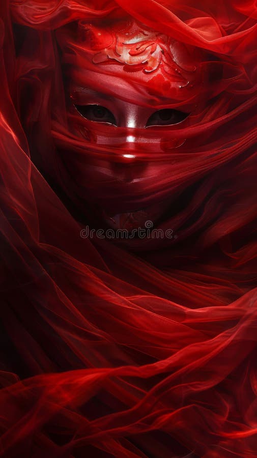 Red Silk Ripples Behind a Ghostly Mask a Powerful Image for an Upscale ...