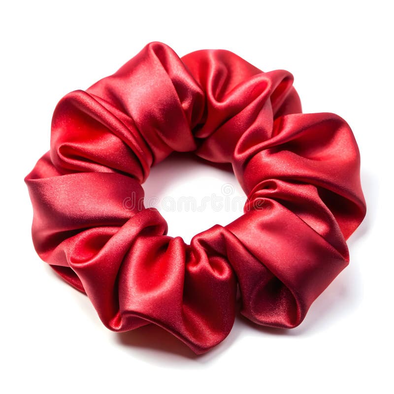 Red Silk Scrunchie Isolated on Stock Illustration - Illustration of ...