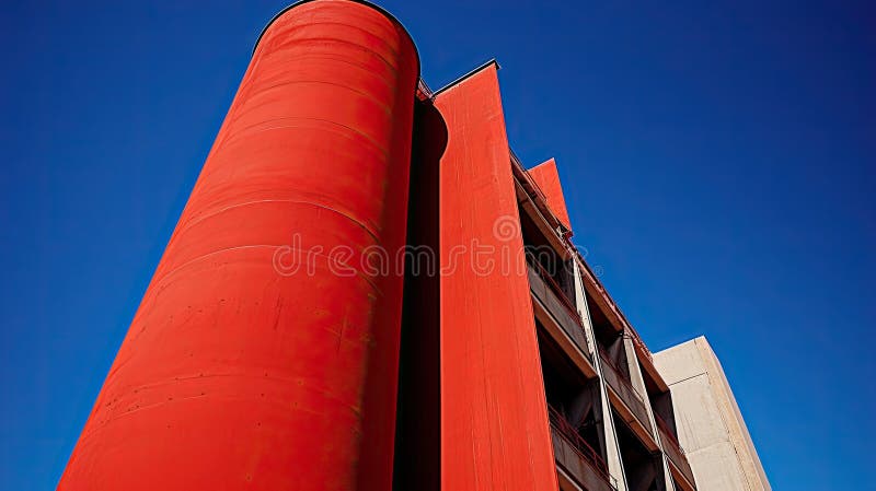 Red silo Cement Factory stock illustration. Illustration of clear ...