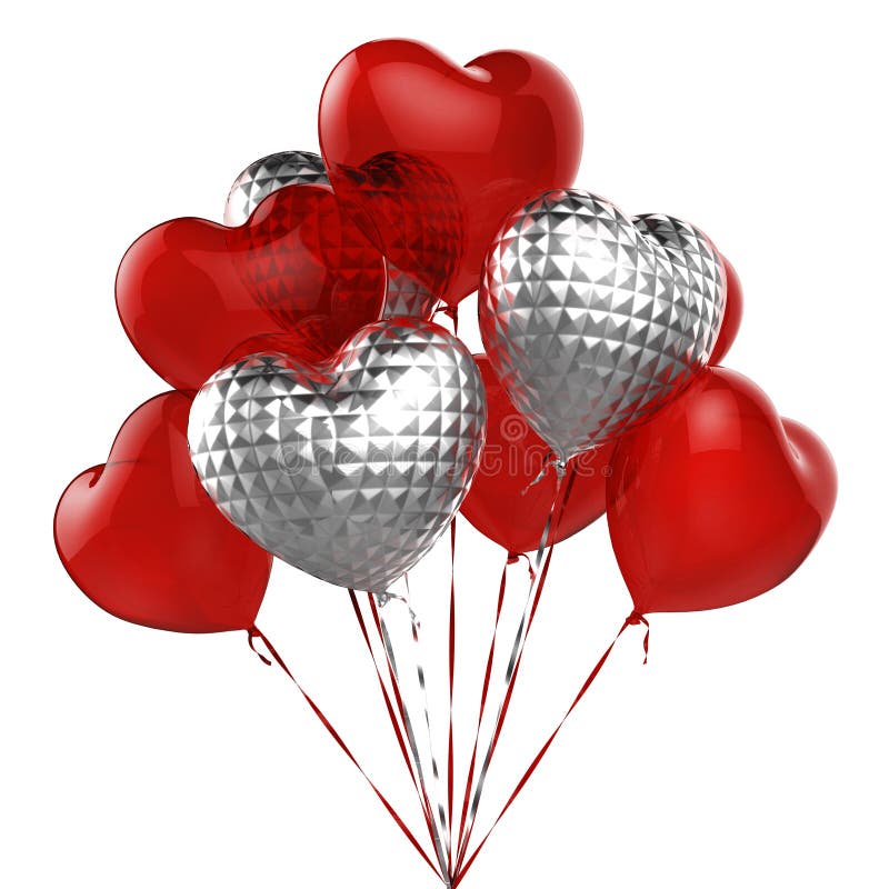 Red Silver Balloons Shape Heart Stock Illustrations – 80 Red Silver ...