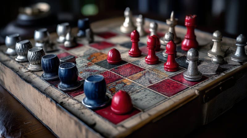 Chess Pieces Representing International Trade Tariffs World Map ...