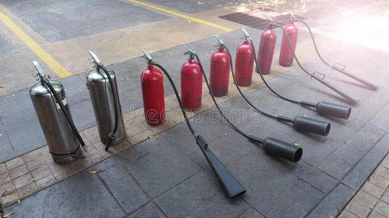 Red and Silver Color of Fire Extinguisher Tank Stock Image - Image of ...