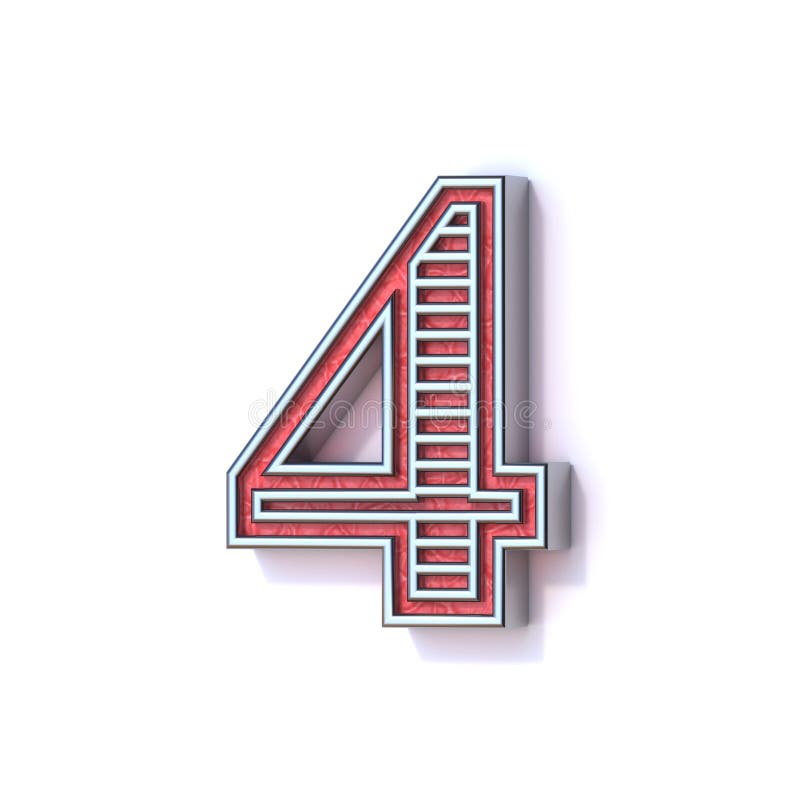 Red Silver Festive Font Number 4 FOUR 3D Stock Illustration ...