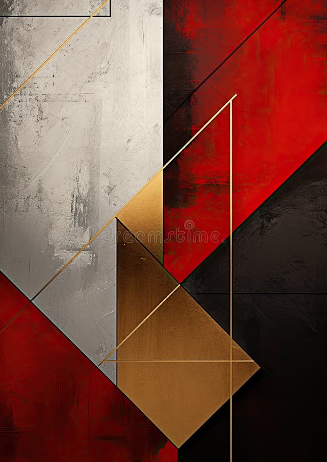 Red, Silver Gold Abstract Geometric Background Stock Photo - Image of ...