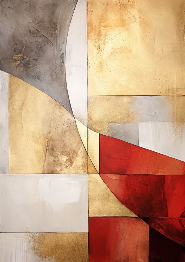 Red, Silver Gold Abstract Geometric Background Stock Photo - Image of ...