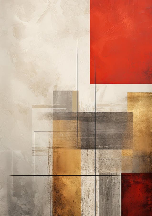 Red, Silver Gold Abstract Geometric Background Stock Image - Image of ...