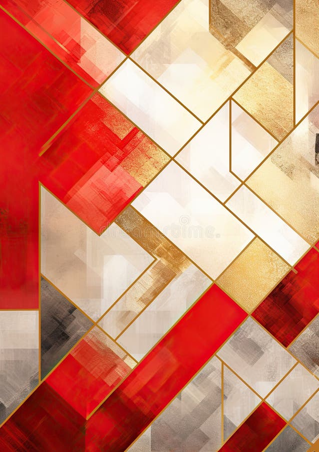 Red, Silver Gold Abstract Geometric Background Stock Photo - Image of geometric, decoration ...