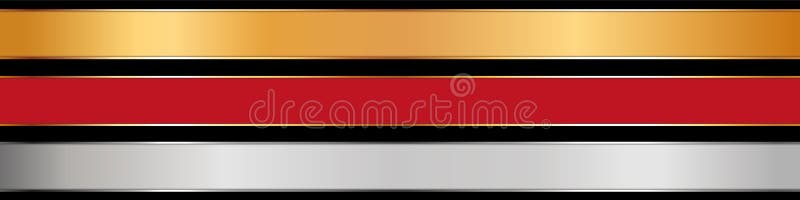 Red, Silver and Gold Colored Ribbon Banners with Gold Frame on Black ...