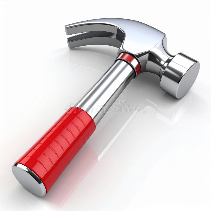 Red and Silver Hammer on White Background Stock Illustration ...