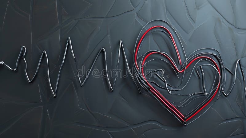 Red and Silver Heart Shapes in a Dynamic Waveform Design Stock Image ...