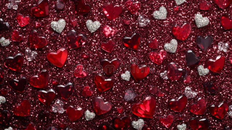 Red and Silver Hearts Glitter Background Stock Illustration ...