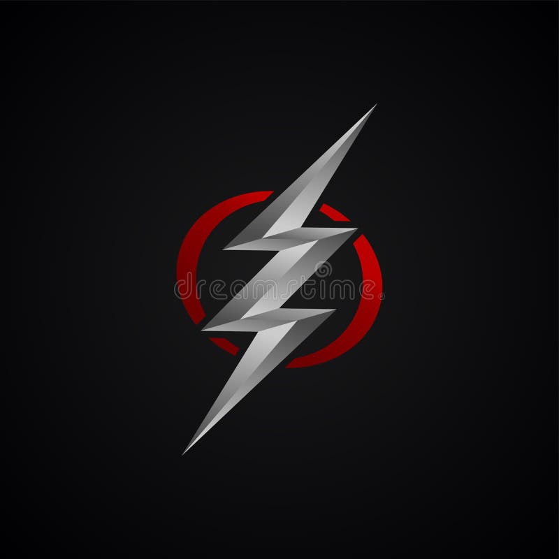 Red Silver Lightning Bolt Thunder Sign Stock Vector - Illustration of ...