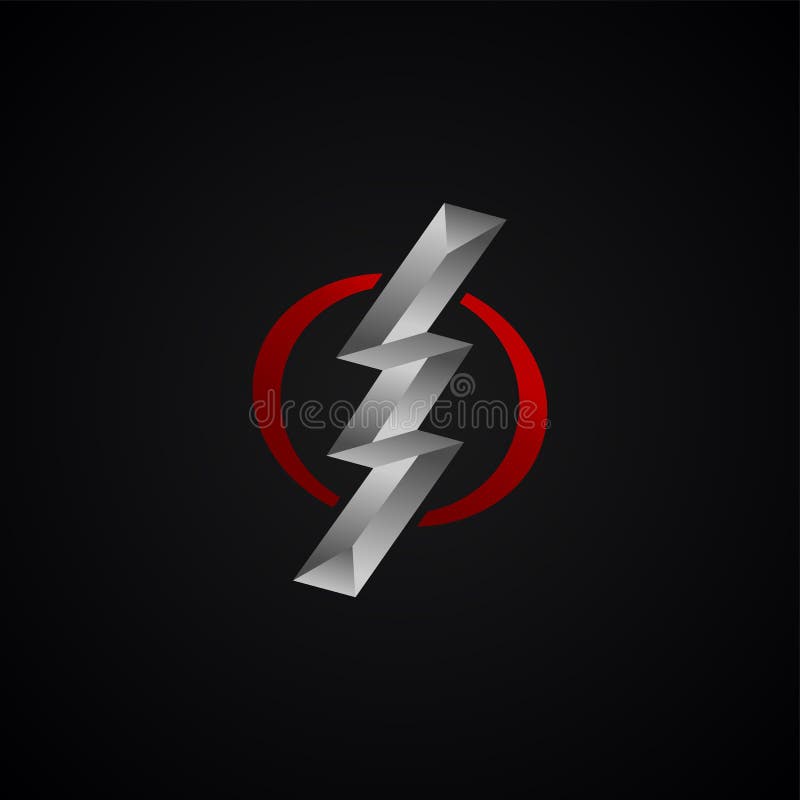 Red Silver Lightning Bolt Thunder Sign Stock Vector - Illustration of ...