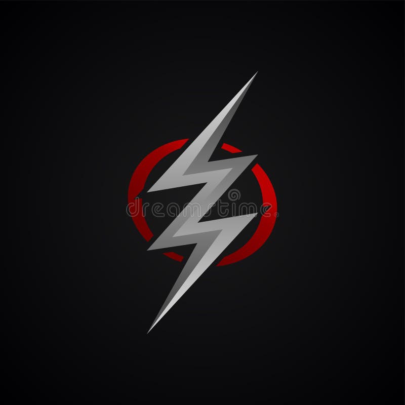 Red Silver Lightning Bolt Thunder Sign Stock Vector - Illustration of ...