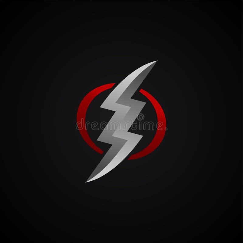 Red Silver Lightning Bolt Thunder Sign Stock Vector - Illustration of ...
